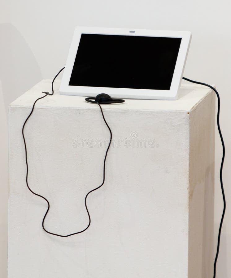 A White Tablet is on a White Pedestal Stock Image - Image of charger ...