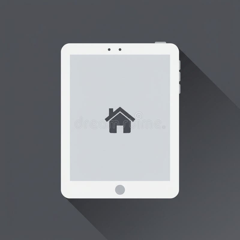 White Tablet with Rounded Edges, Centered on a Dark Gray Background ...