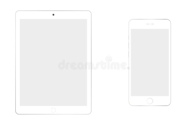 White Tablet with Empty Grey Screen Vector. Tabet Icon. White Tablet ...