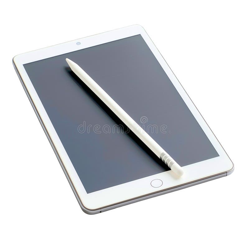 White Tablet and Stylus for Digital Art and Note Taking Tool Isolated ...