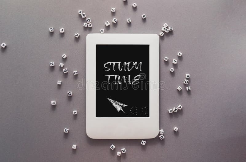 A White Tablet with the Words Study Time Written on it Stock Photo ...