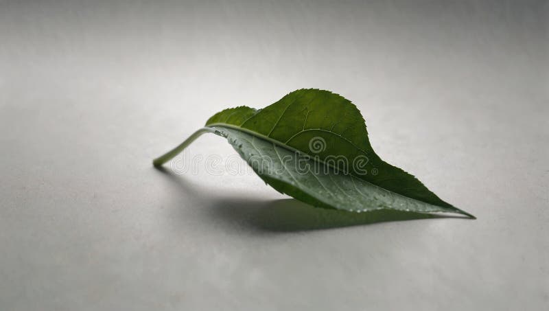 White Tabletop with One Green Leaf. Negative Space for Text Stock ...