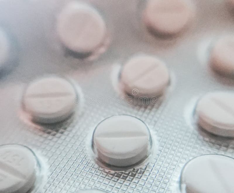 White Tablets in a Blister Close-up Stock Photo - Image of care ...