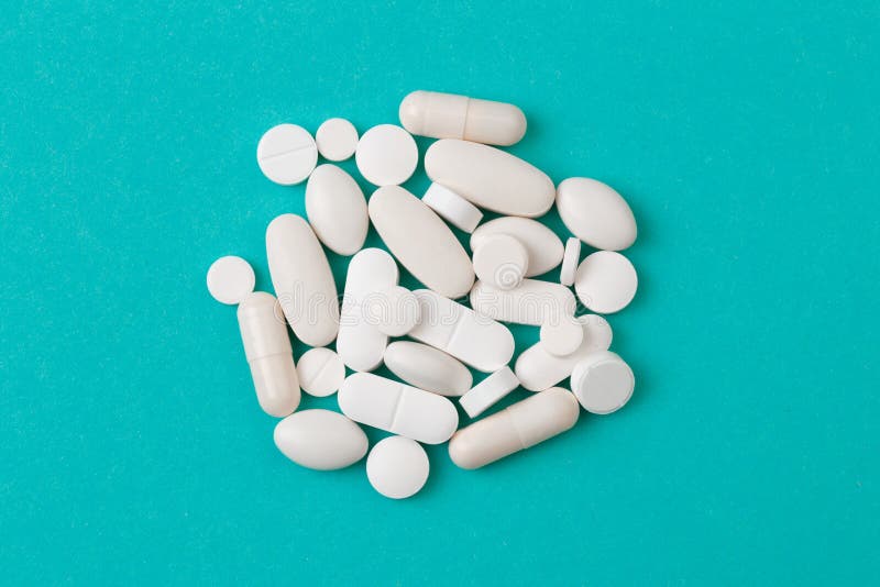 Set of White Tablets on a White Background Stock Photo - Image of ...
