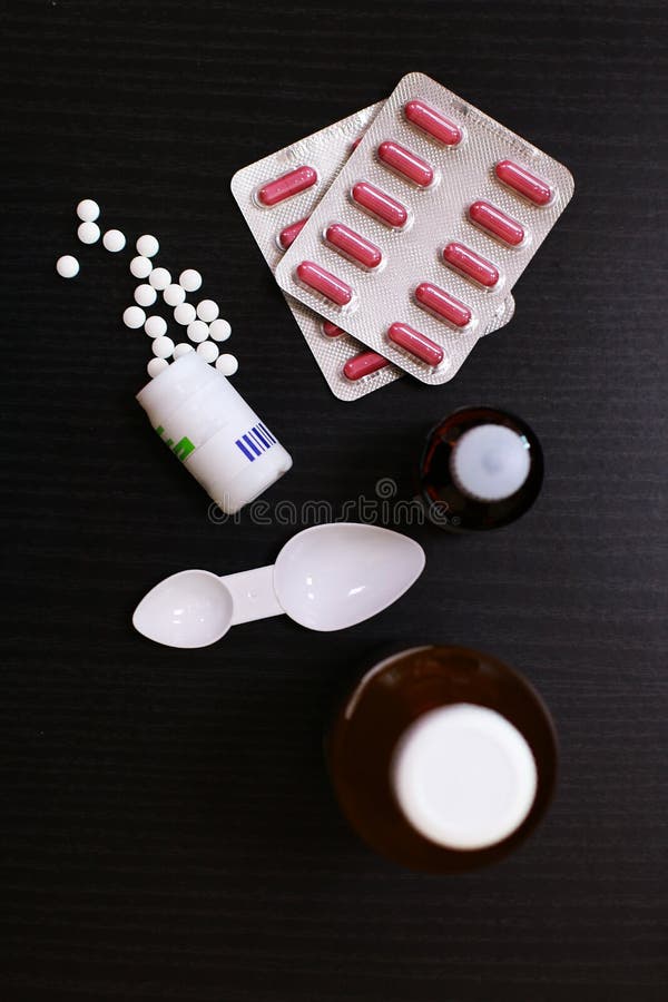 Syrup and tablet stock photo. Image of brown, medical - 9512436