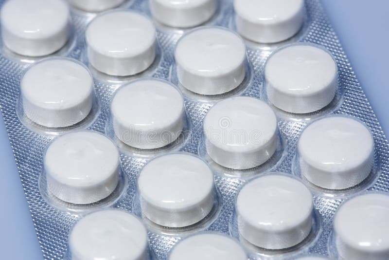 White Tablets in Packaging, Closeup Stock Image - Image of medicine ...