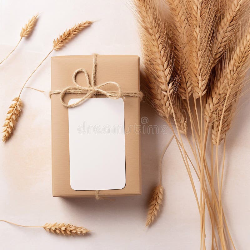 White Tag on Gift Box Top View, Gift Tag Mockup Stock Illustration ...
