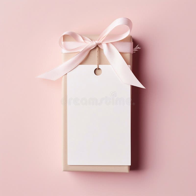 White Tag on Gift Box Top View, Gift Tag Mockup Stock Illustration ...
