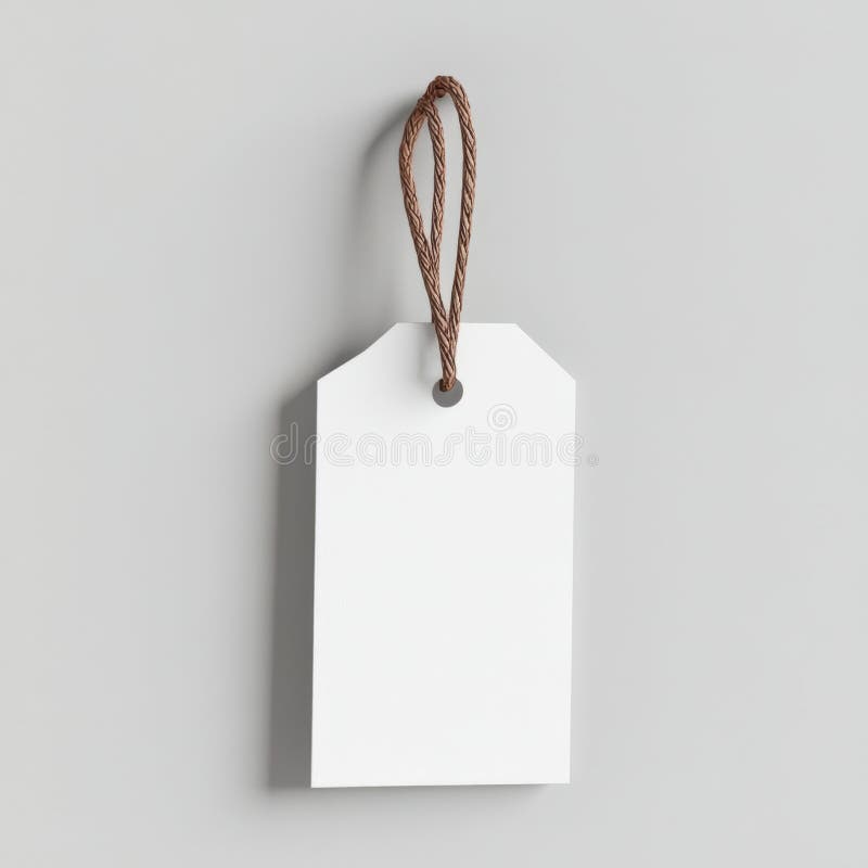 A White Tag Hanging from a Brown Cord Stock Illustration - Illustration ...