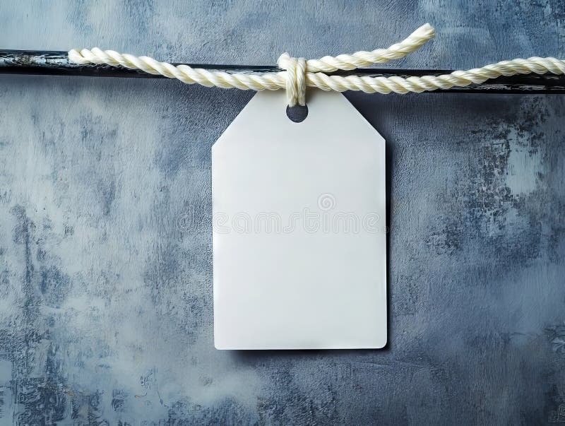 A White Tag Hanging on a Rope on a Metal Pole Stock Photo - Image of ...