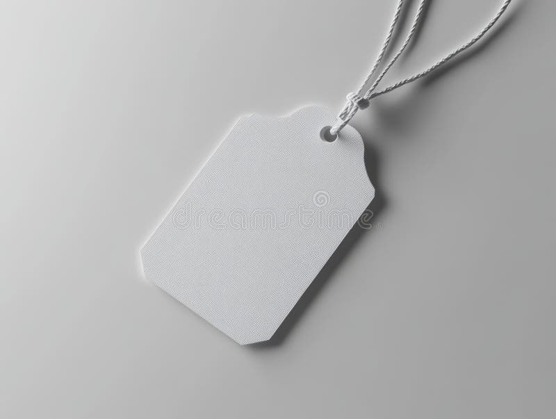 A White Tag with a String, Blank and Hanging on a Gray Backdrop Stock ...