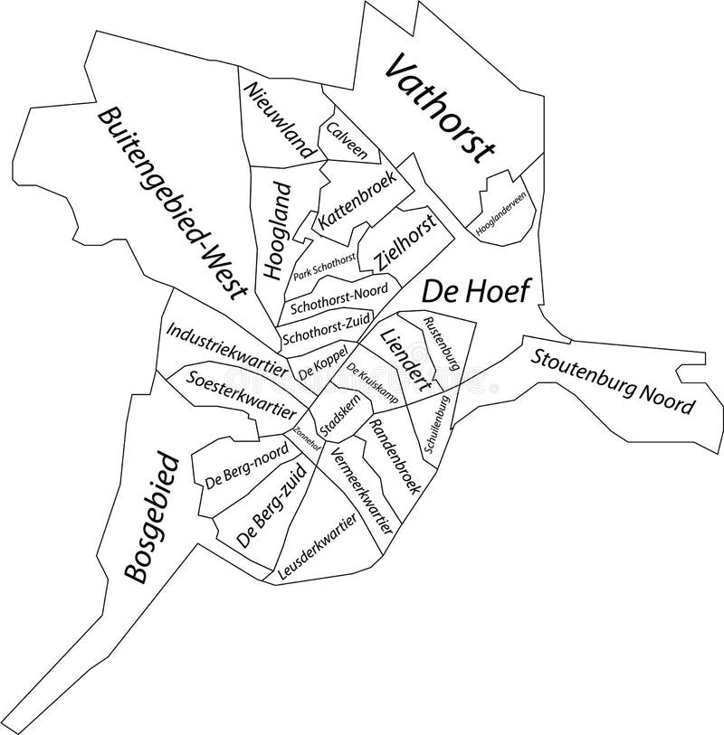 White Tagged Districts Map of AMERSFOORT, NETHERLANDS Stock Vector ...
