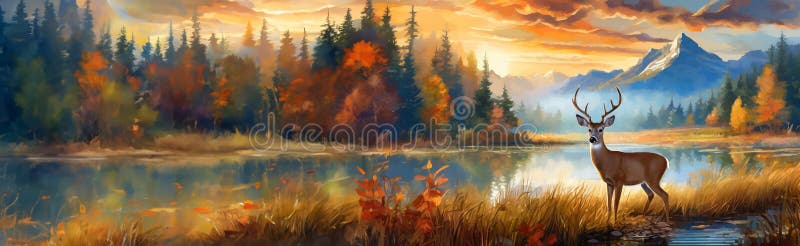 White-tailed deer banner stock illustration. Illustration of buck ...