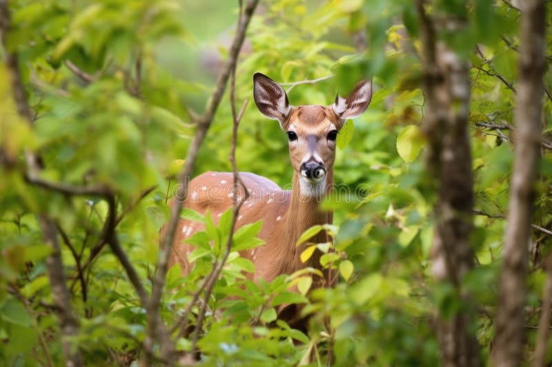 White-tailed Deer Browsing Shrubs Stock Image - Image of wild, nature ...