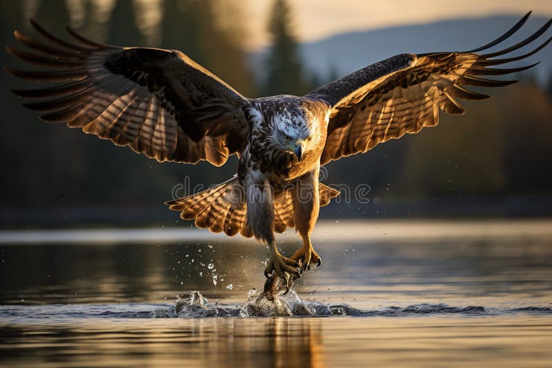 White-tailed Eagle is Flying on the Water. Animal Portrait. Generative ...