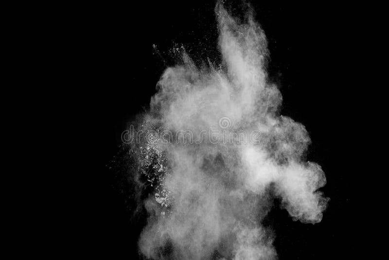 White Powder Explosion.Freeze Motion of White Dust Particles on Black ...