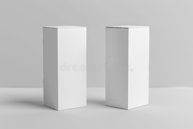 White Tall Packaging Box Set, Displaying Side and Front Views, Perfect ...