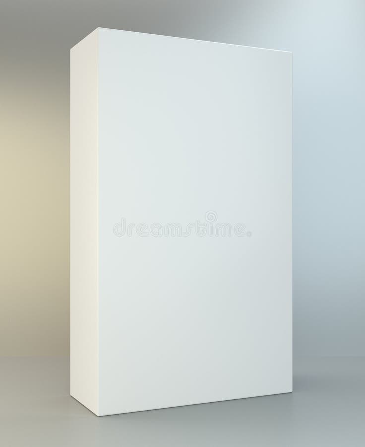 White Tall Rectangle Blank Box on Studio Background. 3D Illustration ...