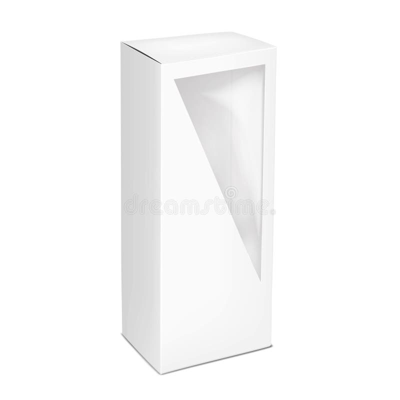 White Tall Vertical Paper Box with Clear Plastic Triangular Window ...