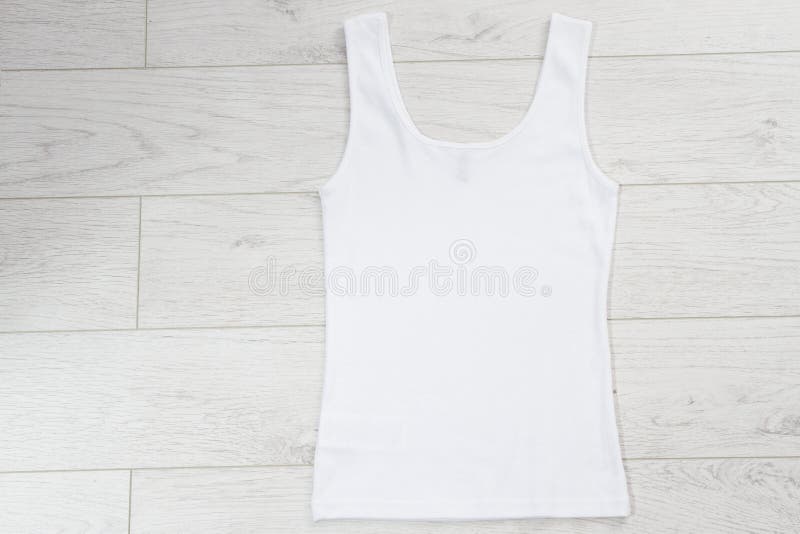 White Tank Top Back View Tshirt Template Mock Up on White Wooden ...