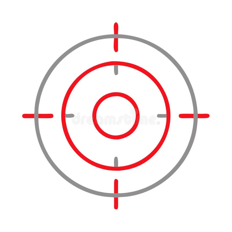 White Target Icon with Thin Red Lines Stock Vector - Illustration of ...