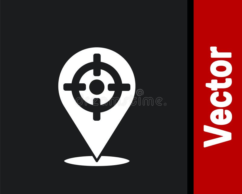 White Target Sport Icon Isolated on Black Background. Clean Target with ...