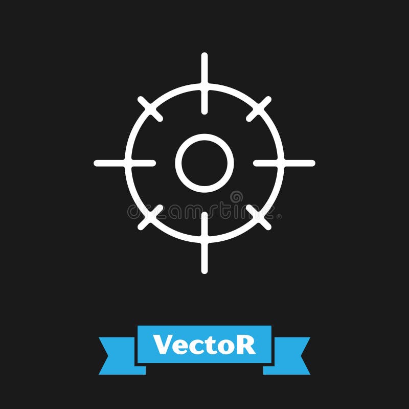 White Target Sport Icon Isolated on Black Background. Clean Target with ...