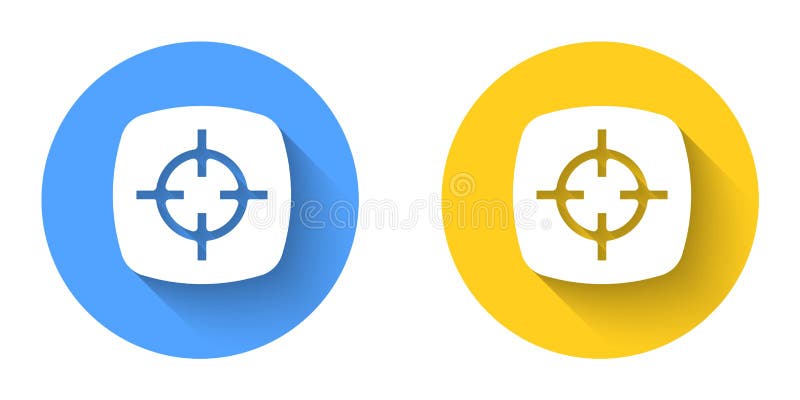 White Target Sport Icon Isolated with Long Shadow Background. Clean ...