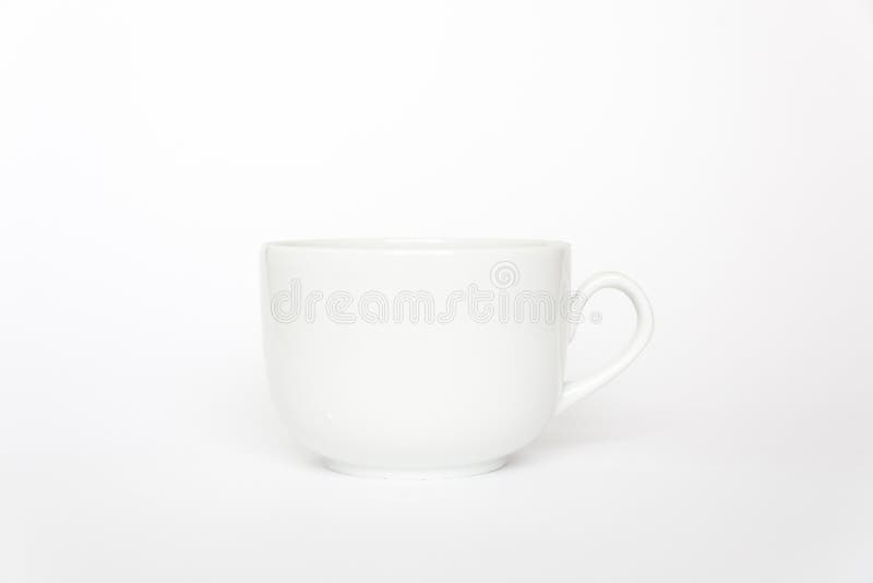 White Tea Cup Isolated on White Background Side View with Handle Stock ...
