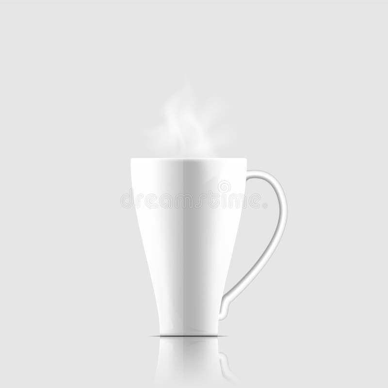 White Tea Cup Side View with Smoke. Stock Illustration - Illustration ...