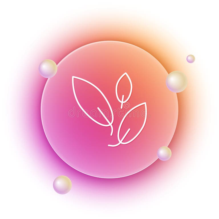 White Tea Leaf Icon Isolated on White Background. Tea Leaves. Orange and Pink Gradient Circle ...