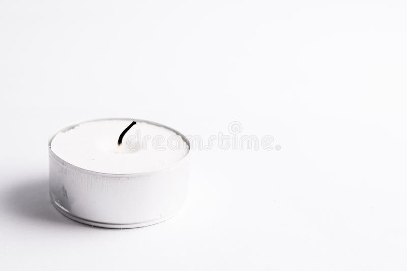White Tealight Candle Isolated in White, Clean Backgroung; No Fl Stock ...