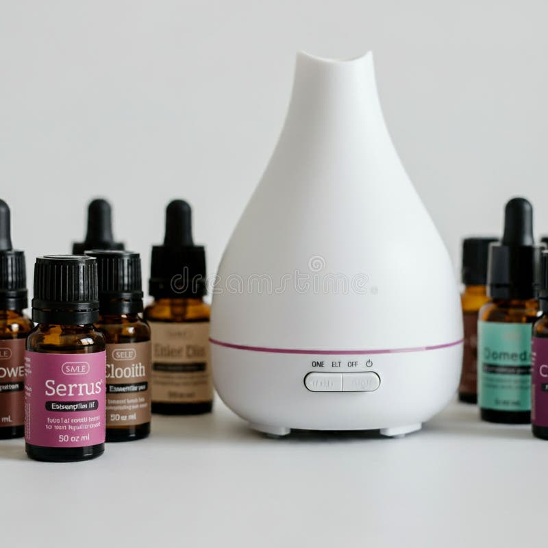 White, Teardrop-shaped Essential Oil Diffuser with Control Buttons on ...