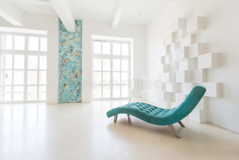 White Tech Design Interior Studio Room Stock Photo - Image of sunlight ...