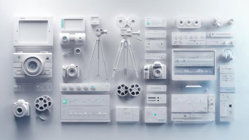 White Tech Gadgets Collection Stock Illustration - Illustration of ...