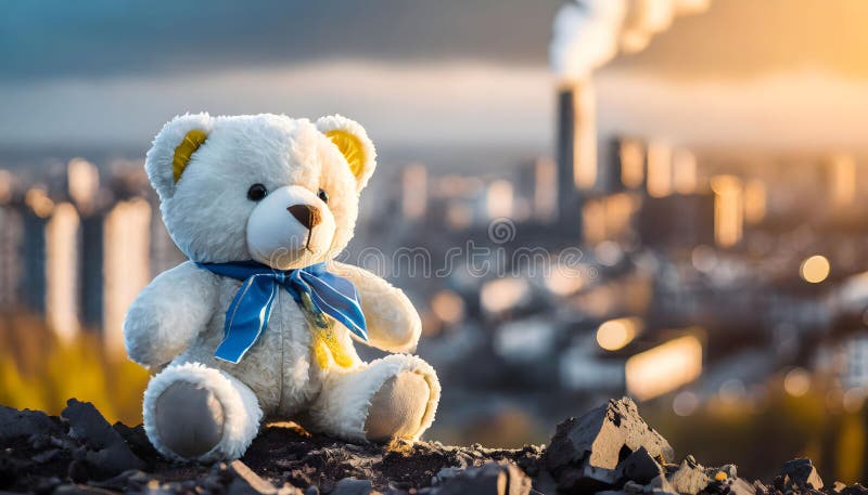 White Teddy Bear Sitting on Top of Pile of Rocks. Generative AI Stock ...