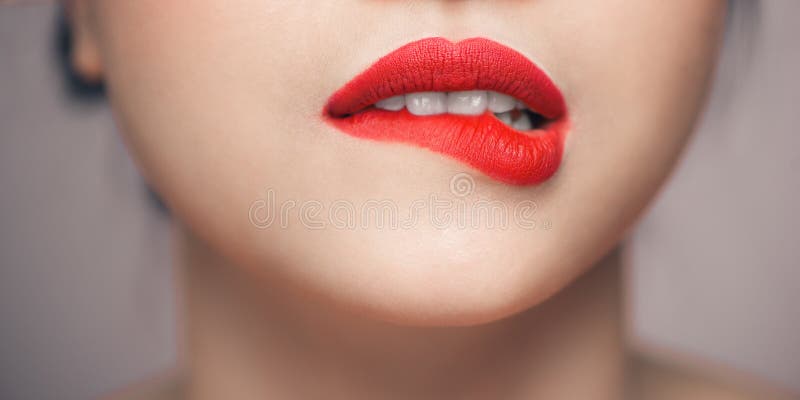 Young Woman Bit Her Lower Lip Stock Photos - Free & Royalty-Free Stock ...