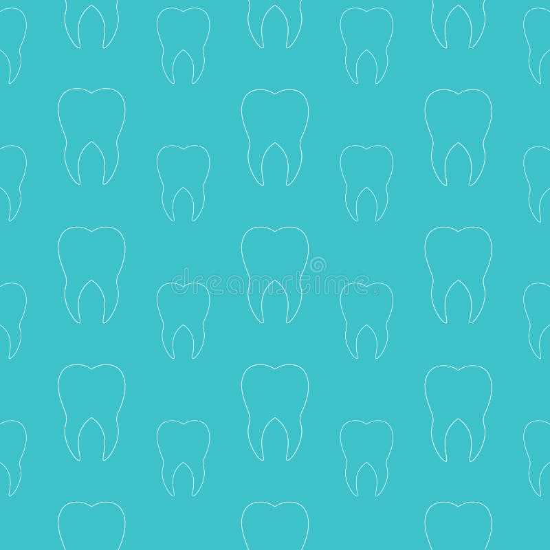 White Teeth on a Blue Background. Vector Dental Seamless Pattern. Stock ...