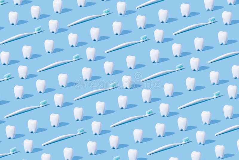 White Teeth Pattern on a Blue Paper Background Stock Illustration ...