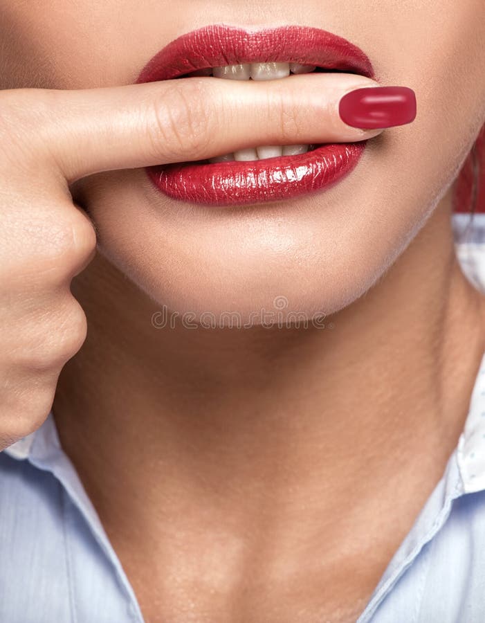 White Teeths Biting a Finger. Stock Photo - Image of orthodontics ...