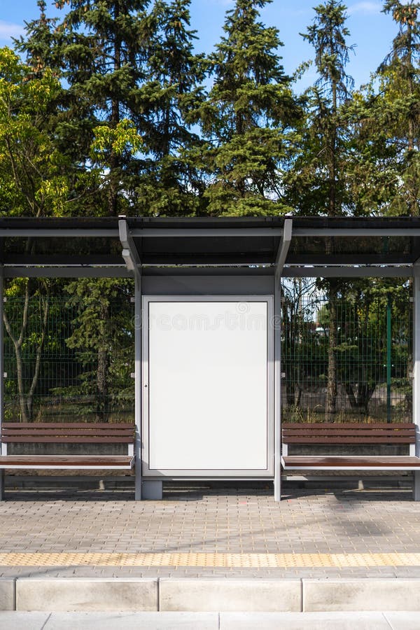 White Template Canvas on Billboard for Advertising at Public Transport ...