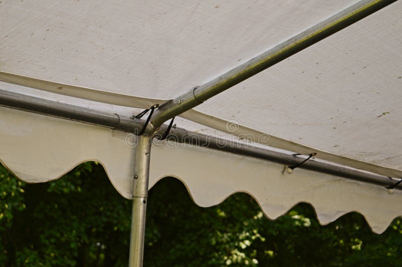 White Tent Roof with Iron Frame Stock Photo - Image of empty ...