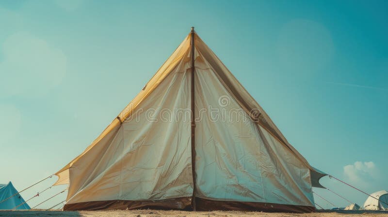 A White Tent Under a Blue Sky Stock Illustration - Illustration of ...