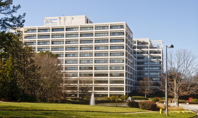 White Terraced Office Building in Winter Stock Image - Image of ...
