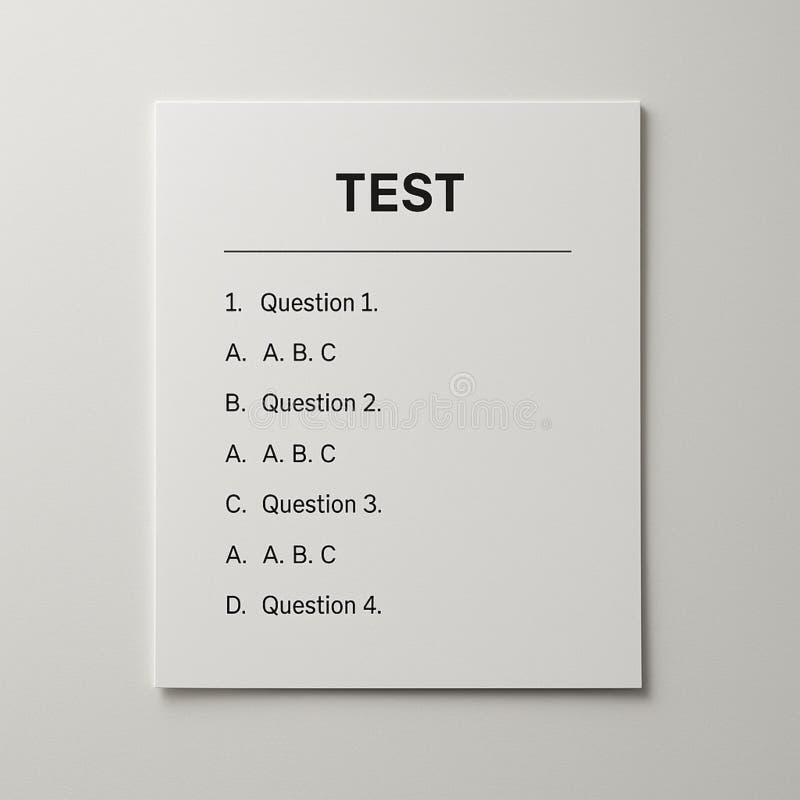 Minimalist Test Paper Mockup for Education and Assessment Stock ...