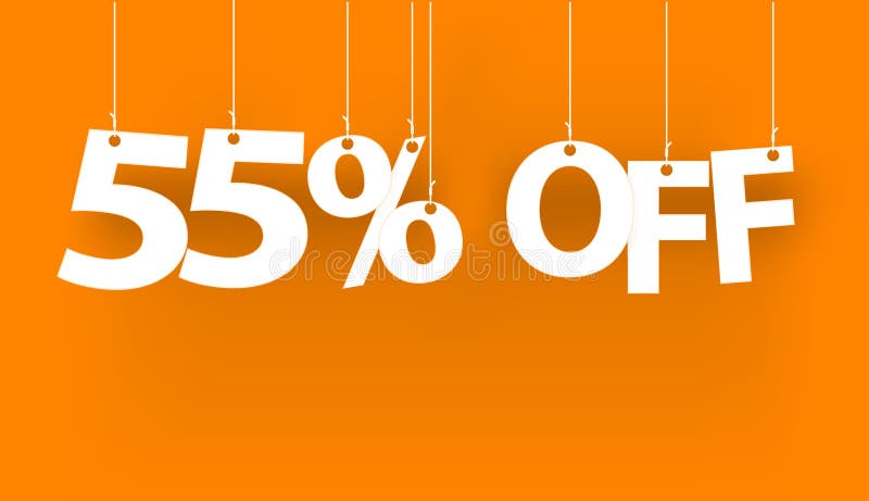 White Text 55 - Word Hanging on the Ropes on Orange Background. 3d ...