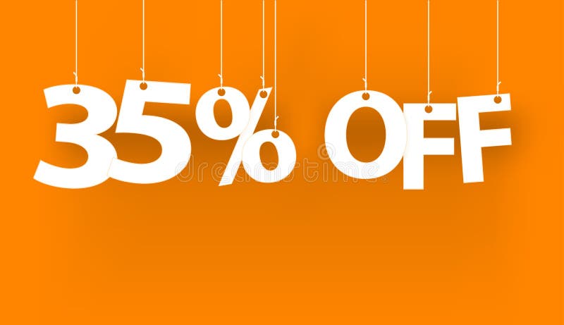 White Text 35 - Word Hanging on the Ropes on Orange Background. 3d ...