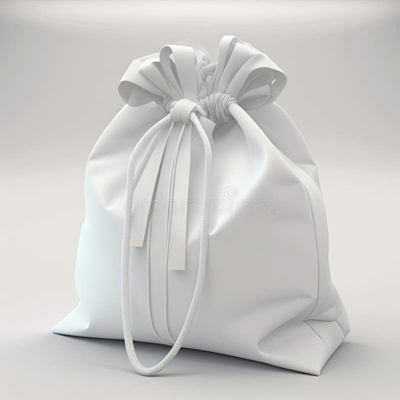 White Textile Bag in Form of Backpack Mockup with Rope Ties Stock Image ...