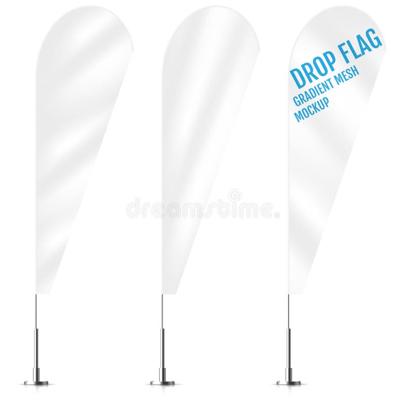 White Textile Drop Banner Flags. Banner Flag Mockups Set. Drop Concept ...
