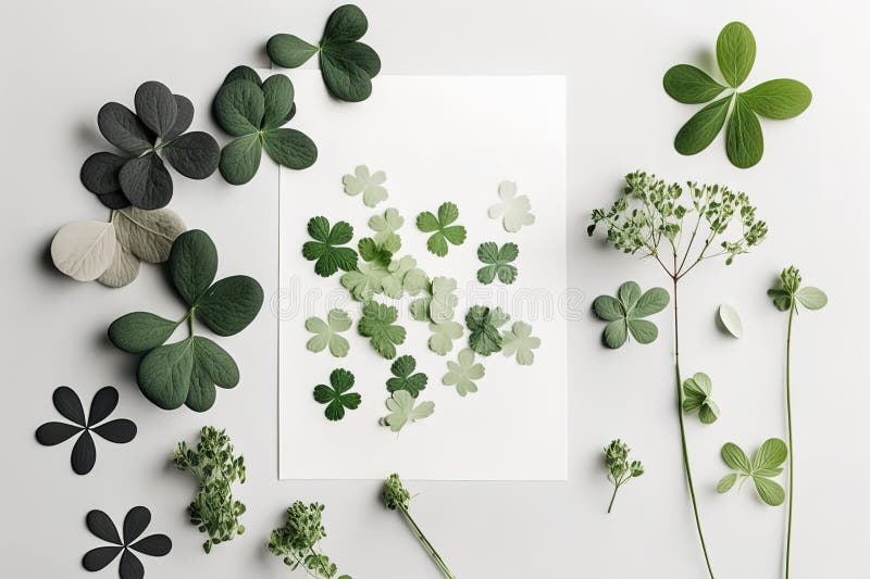 White Texture Background with Cloverleaf, Generative AI. Stock ...